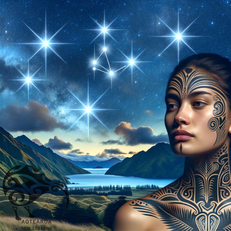 Matariki Māori New Year Digital Artwork, Papatūānuku Aotearoa, Three ...