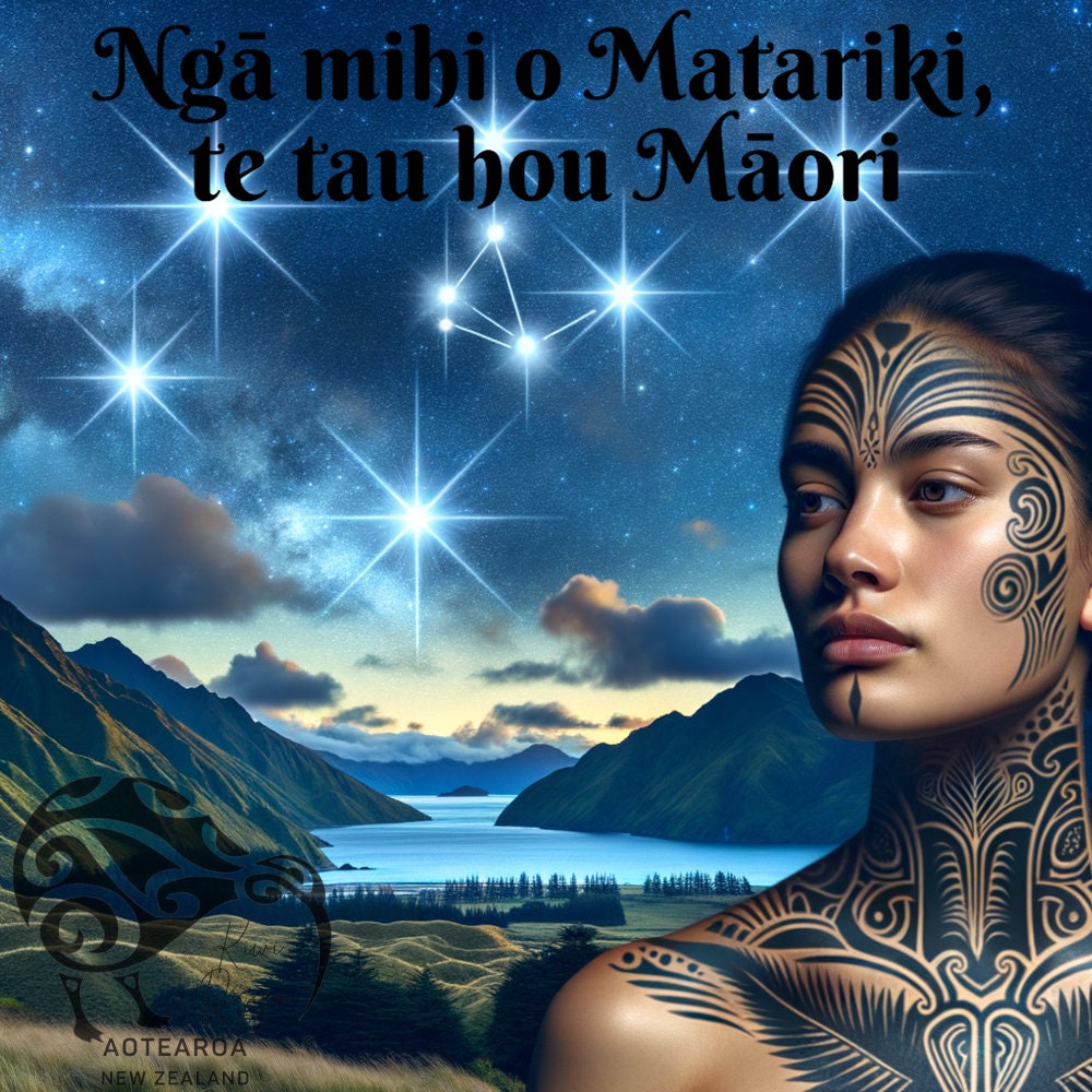 Matariki Māori New Year Digital Artwork, Papatūānuku Aotearoa, Three ...