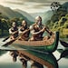 New Zealand Māori Warriors in a Waka on a Lake. Digital Māori Warriors ...