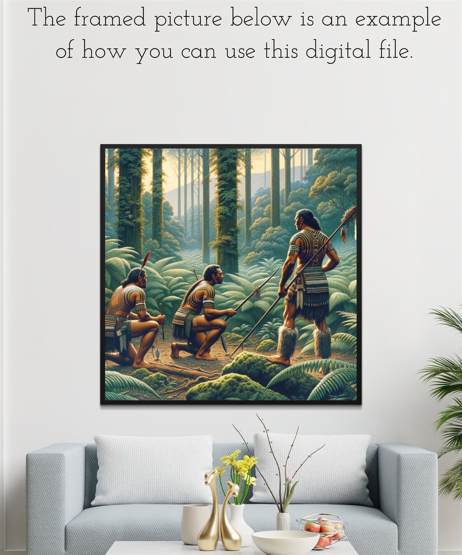 Māori Hunters Print, New Zealand Forest, Indigenous Culture Art ...