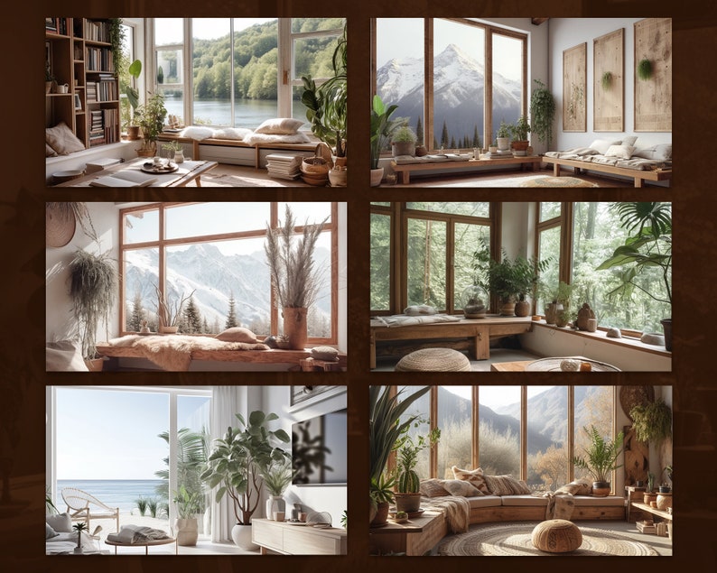 Zoom Background, Boho Style, Wooden Interior, Online Meeting, Instant ...