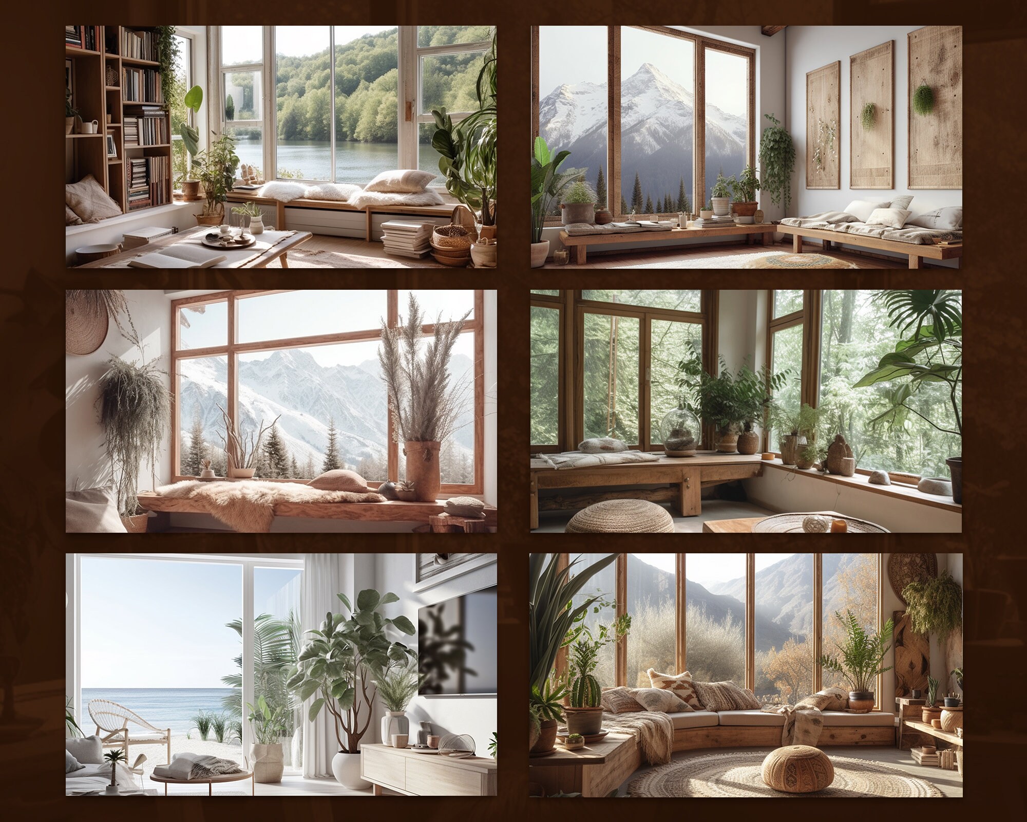 Zoom Background, Boho Style, Wooden Interior, Online Meeting, Instant ...