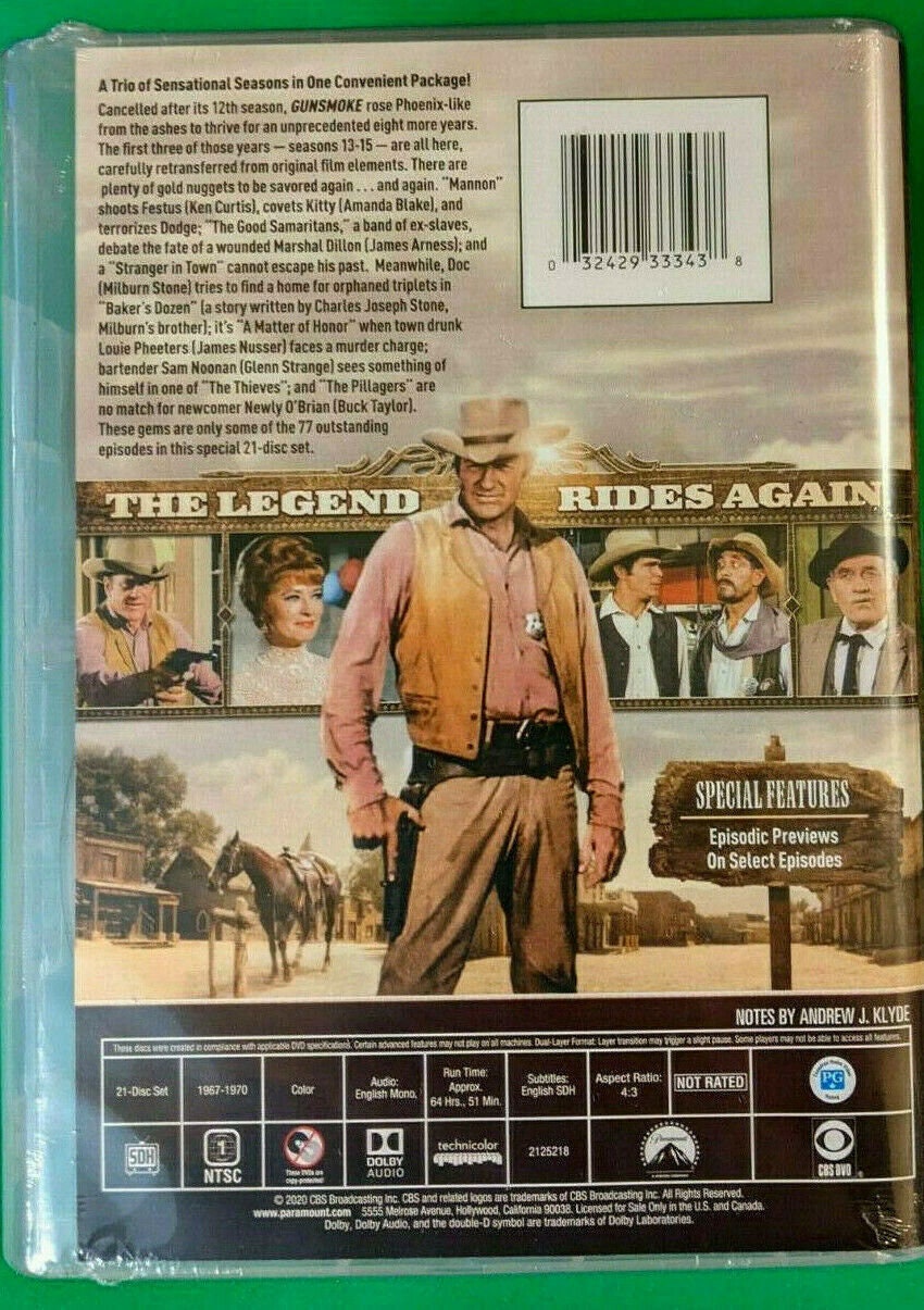 GUNSMOKE: Complete Seasons 13-15 Classic Western Series James Arness ...