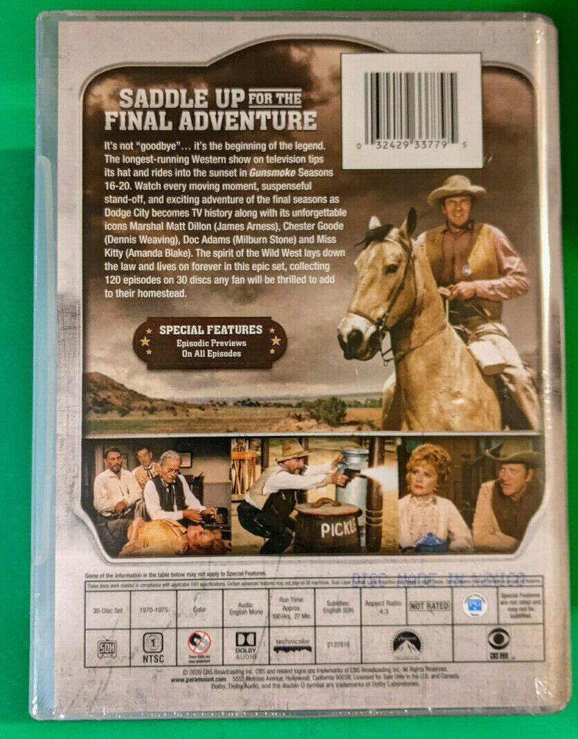 GUNSMOKE: Complete Seasons 16-20 Classic Western Series James Arness ...