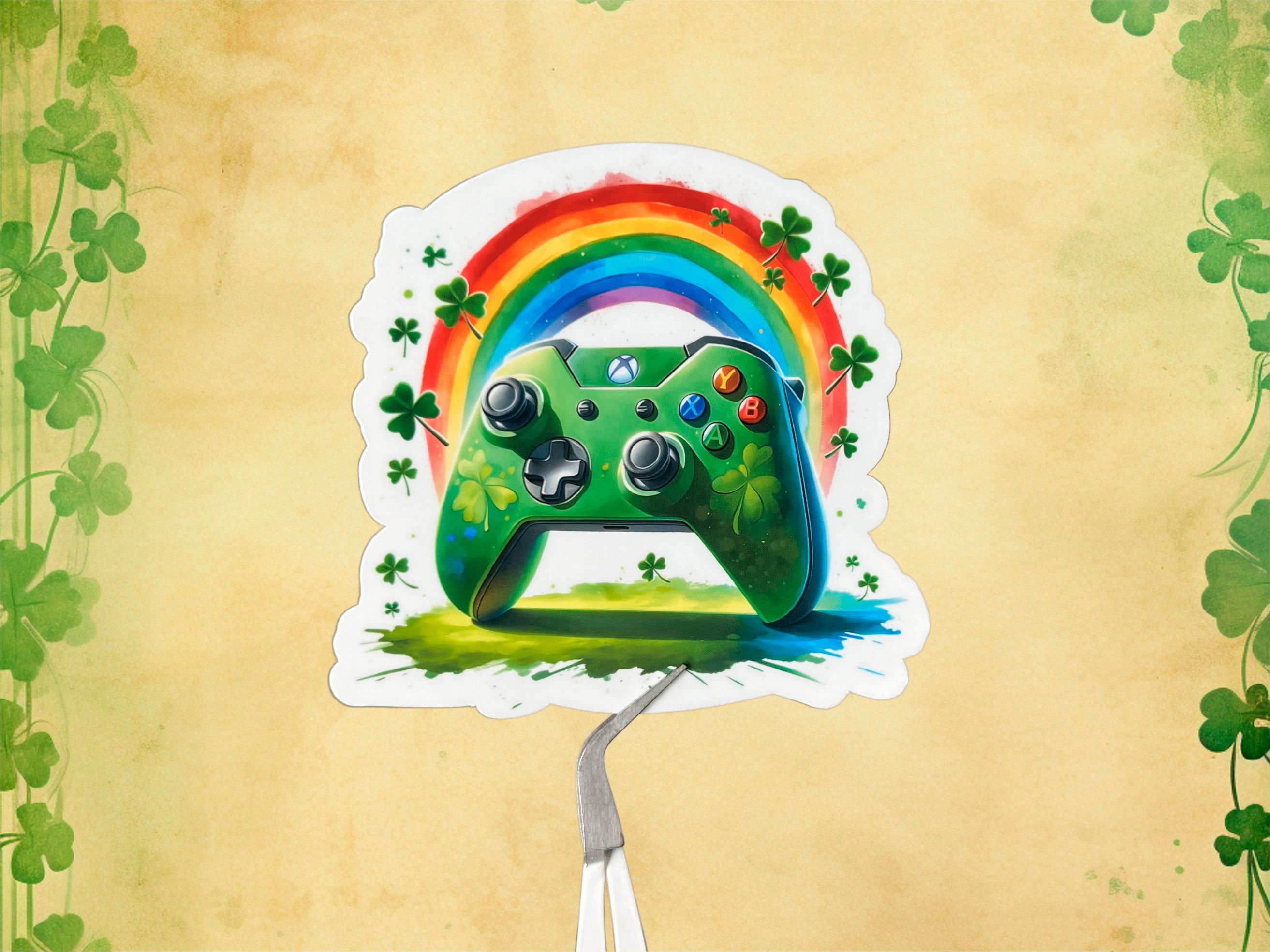 St. Patrick's Day for Gamer Lovers Stickers / Shamrock Video Game ...