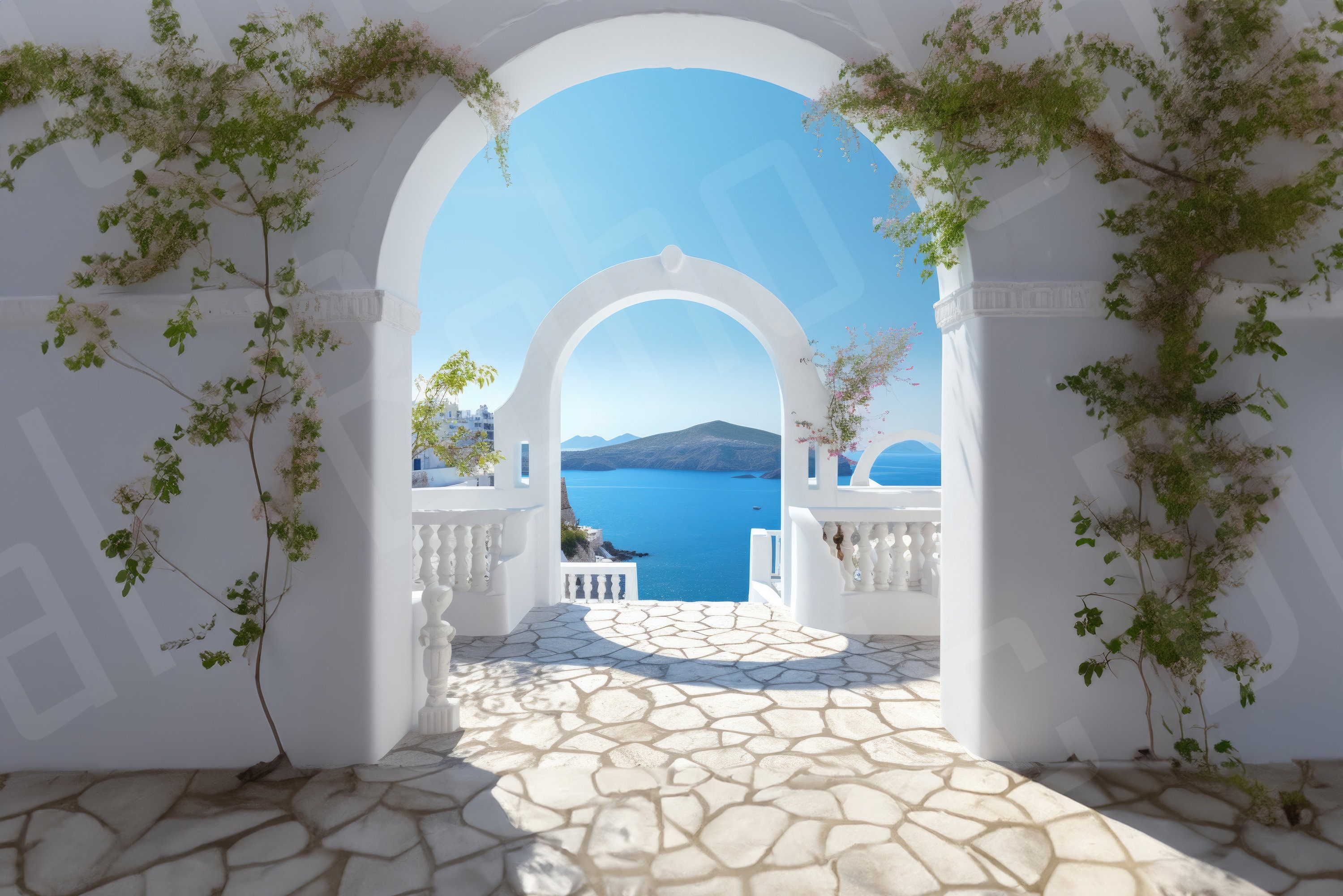 Greek Island Digital Backdrop Bohemian Style Background JPG Instant ...