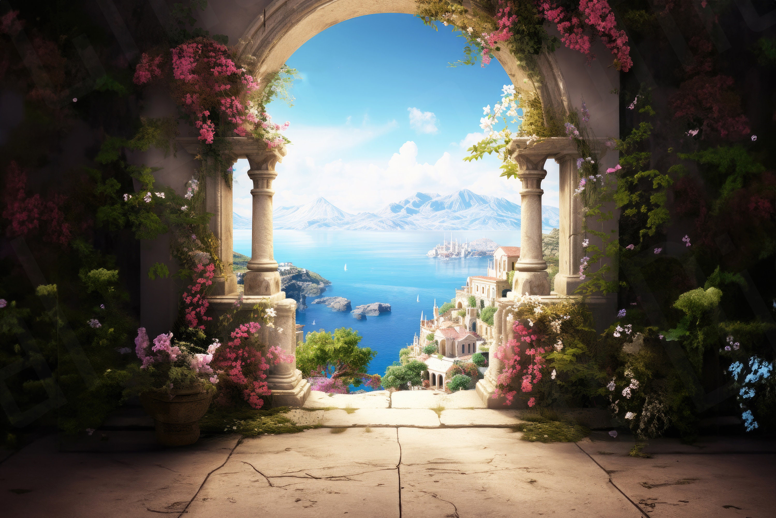 Greek Island Digital Backdrop Bohemian Style Background JPG Instant ...