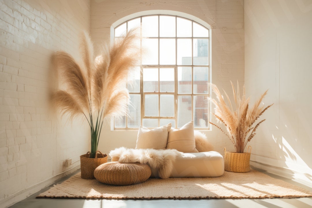 Digital Backdrop Boho Room Interior, Bohemian Style Background JPG ...