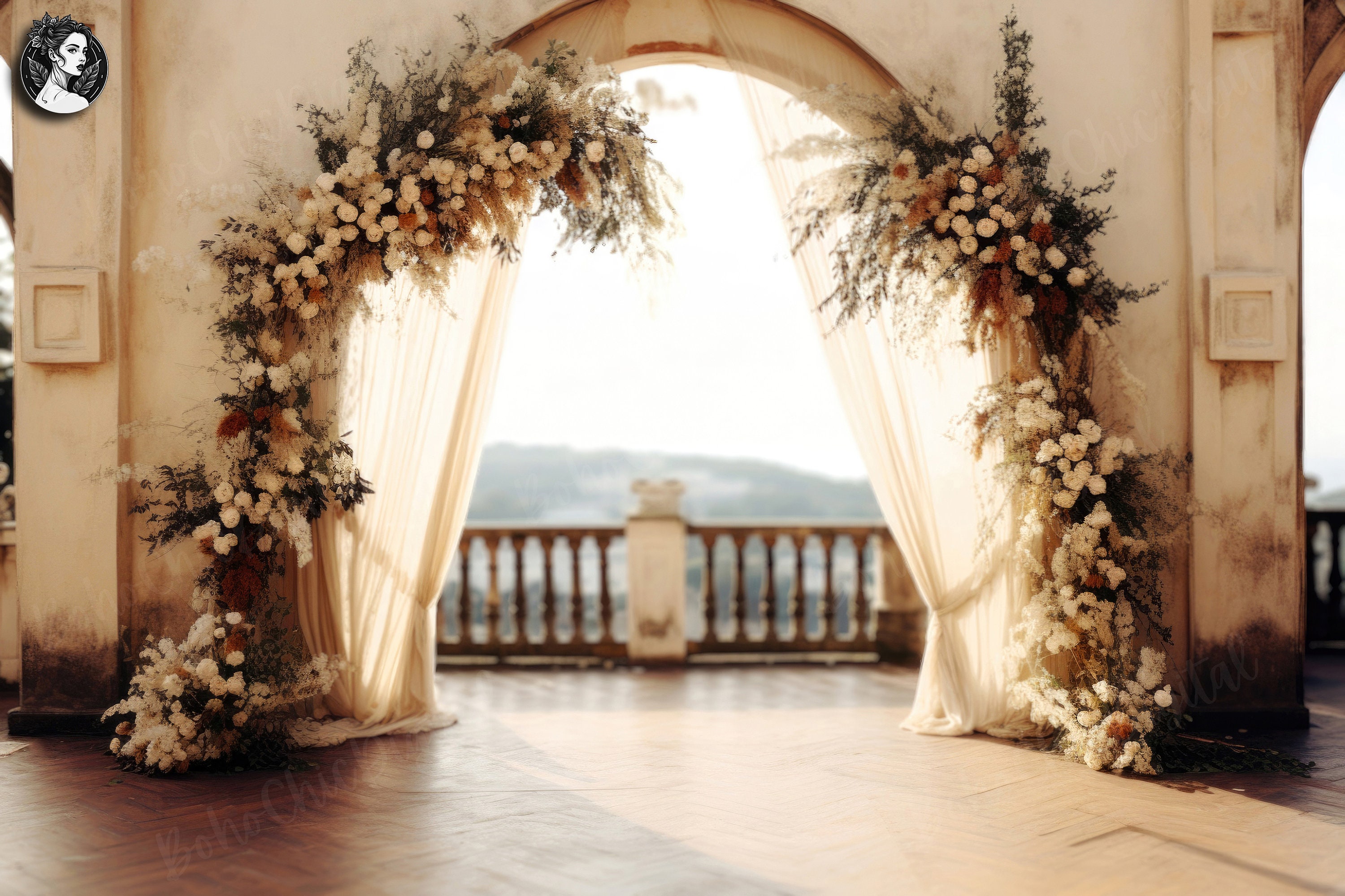 Digital Backdrop Boho Room Interior Bohemian Style Background JPG ...