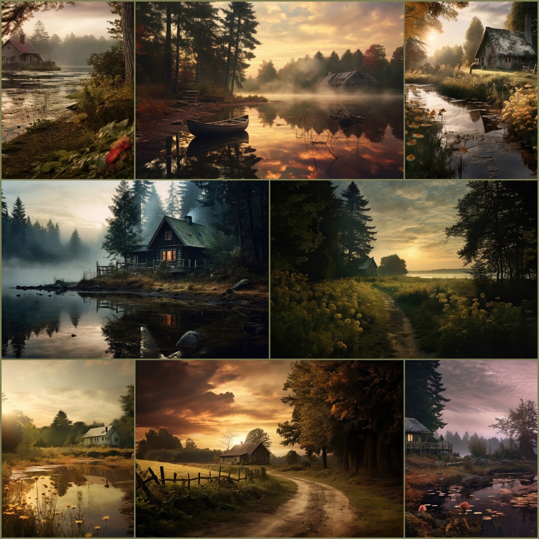 Digital Backdrop Cottagecore Landscape Exterior Bohemian Background JPG ...