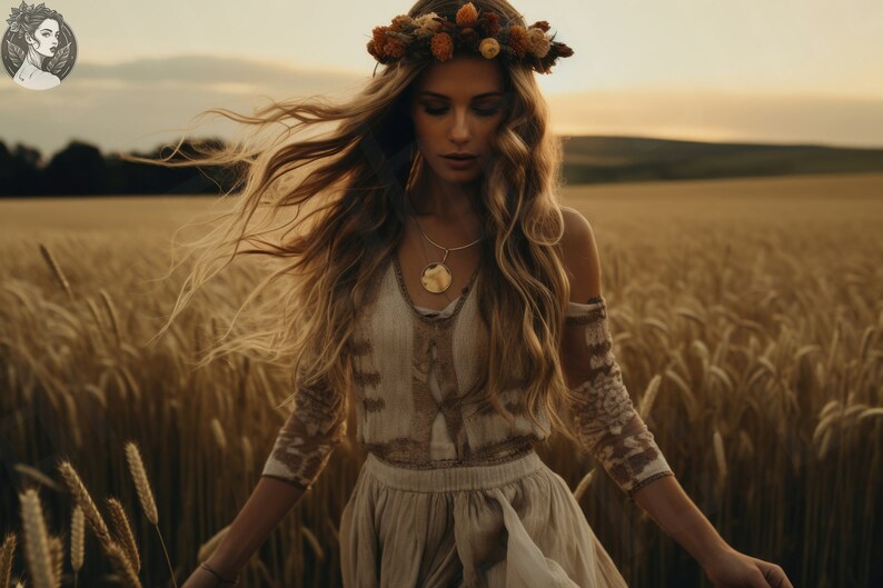 Bohemian Flower Field Portrait, Boho Chic Photography Instant Digital ...