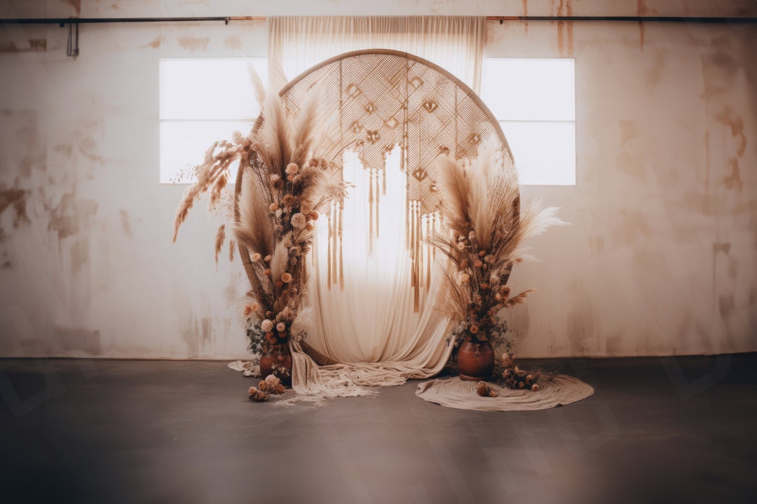 Digital Backdrop Boho Room Interior Bohemian Style Background JPG ...