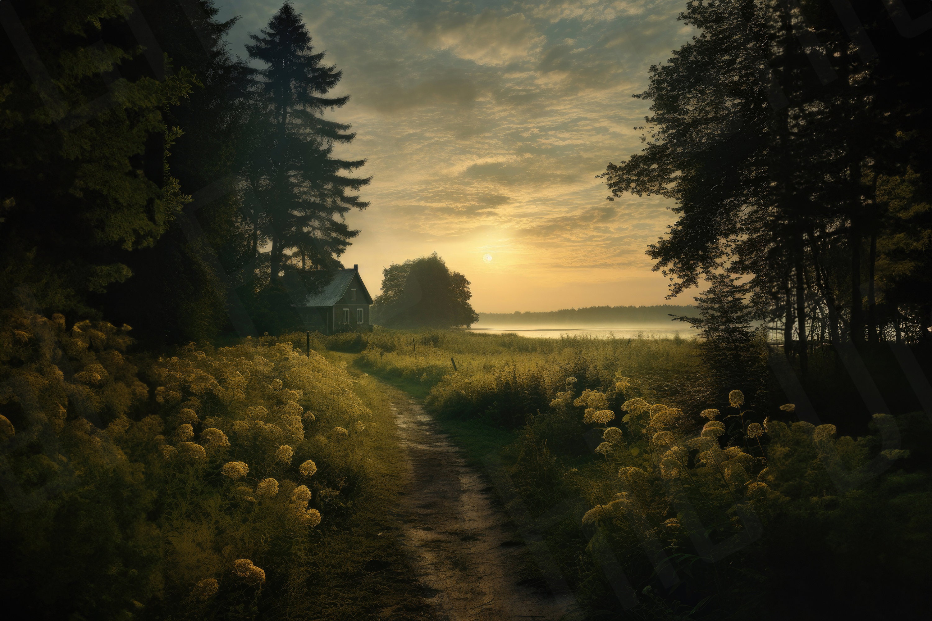 Digital Backdrop Cottagecore Landscape Exterior Bohemian Background JPG ...