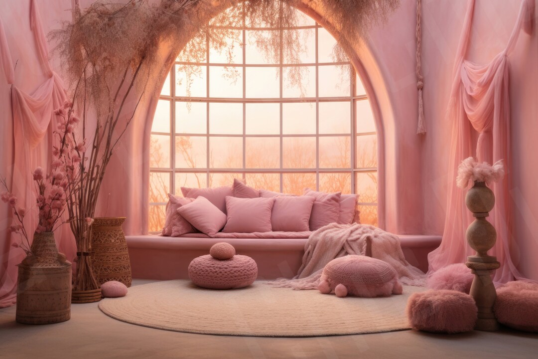 Digital Backdrop Boho Room Interior Bohemian Style Background JPG ...