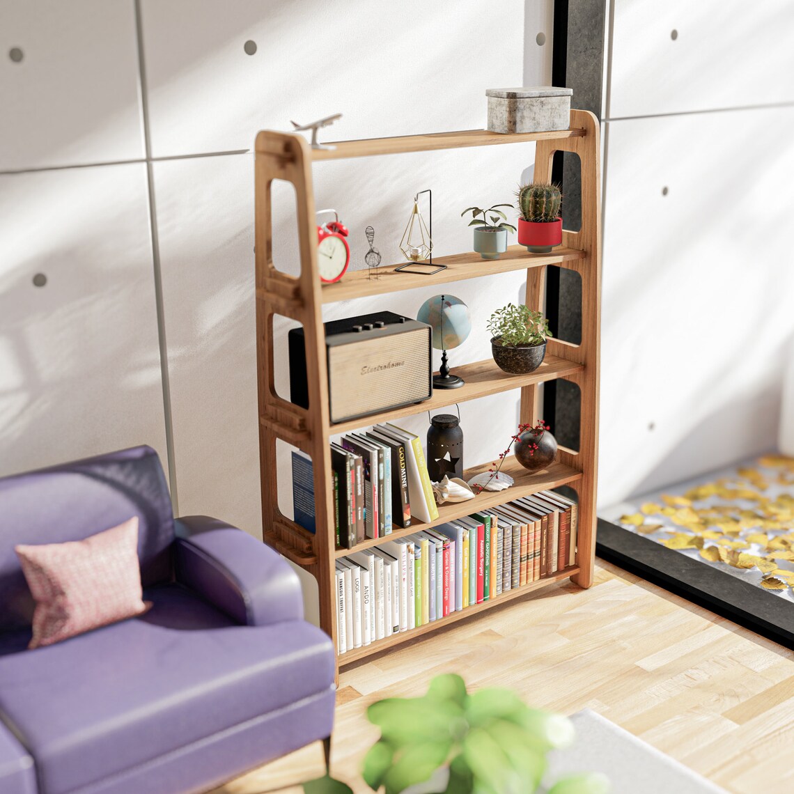 Wood Furniture Stand Book Shelf Cnc Plan, Minimal Wood Vector Files for ...