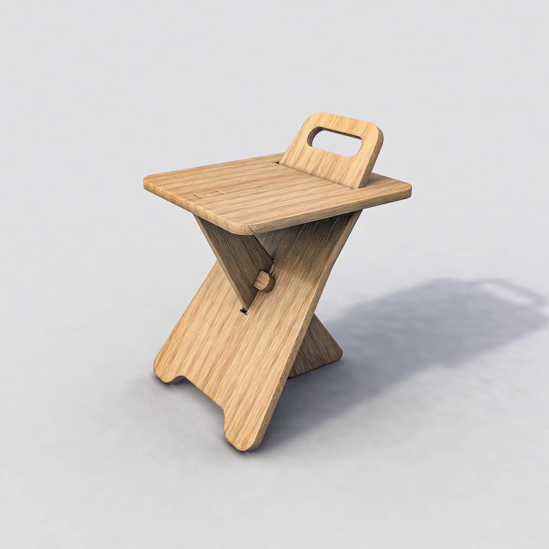 Wood Stool Cnc Plan, Wood Furniture Vector Files for Cnc, Wooden Chair ...