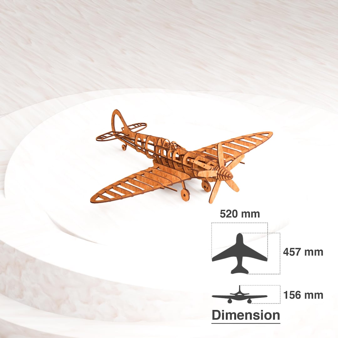 Supermarine Spitfire Laser Cut Wood Aircraft: 3D Model Plans (SVG, PDF ...