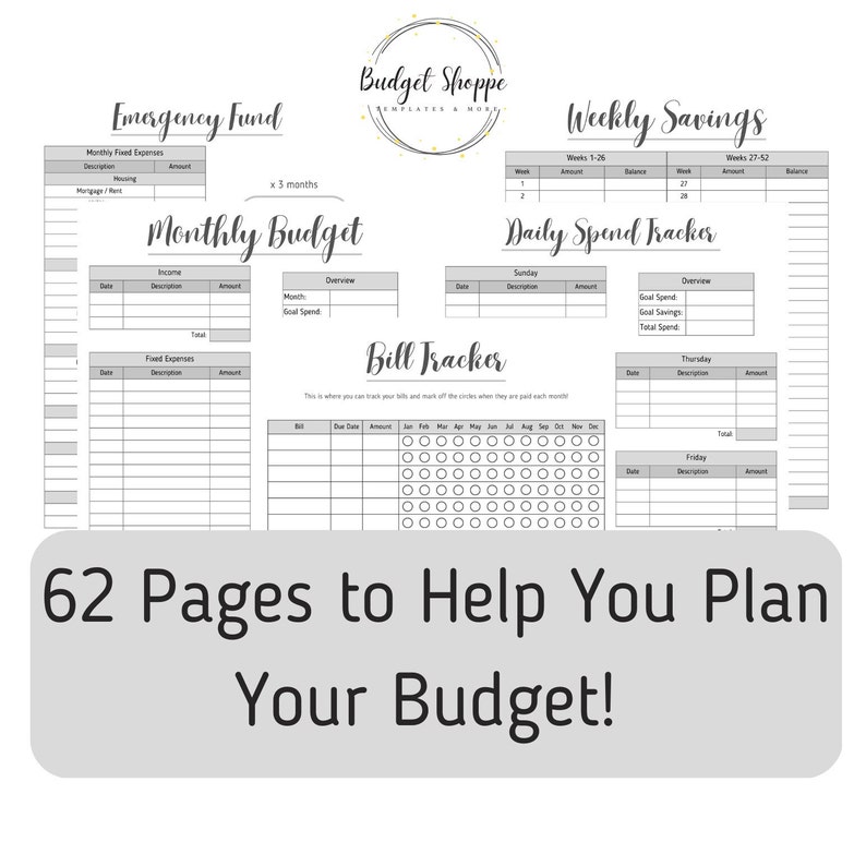 Printable Budget Planner PDF Savings Tracker Debt Tracker Investment ...
