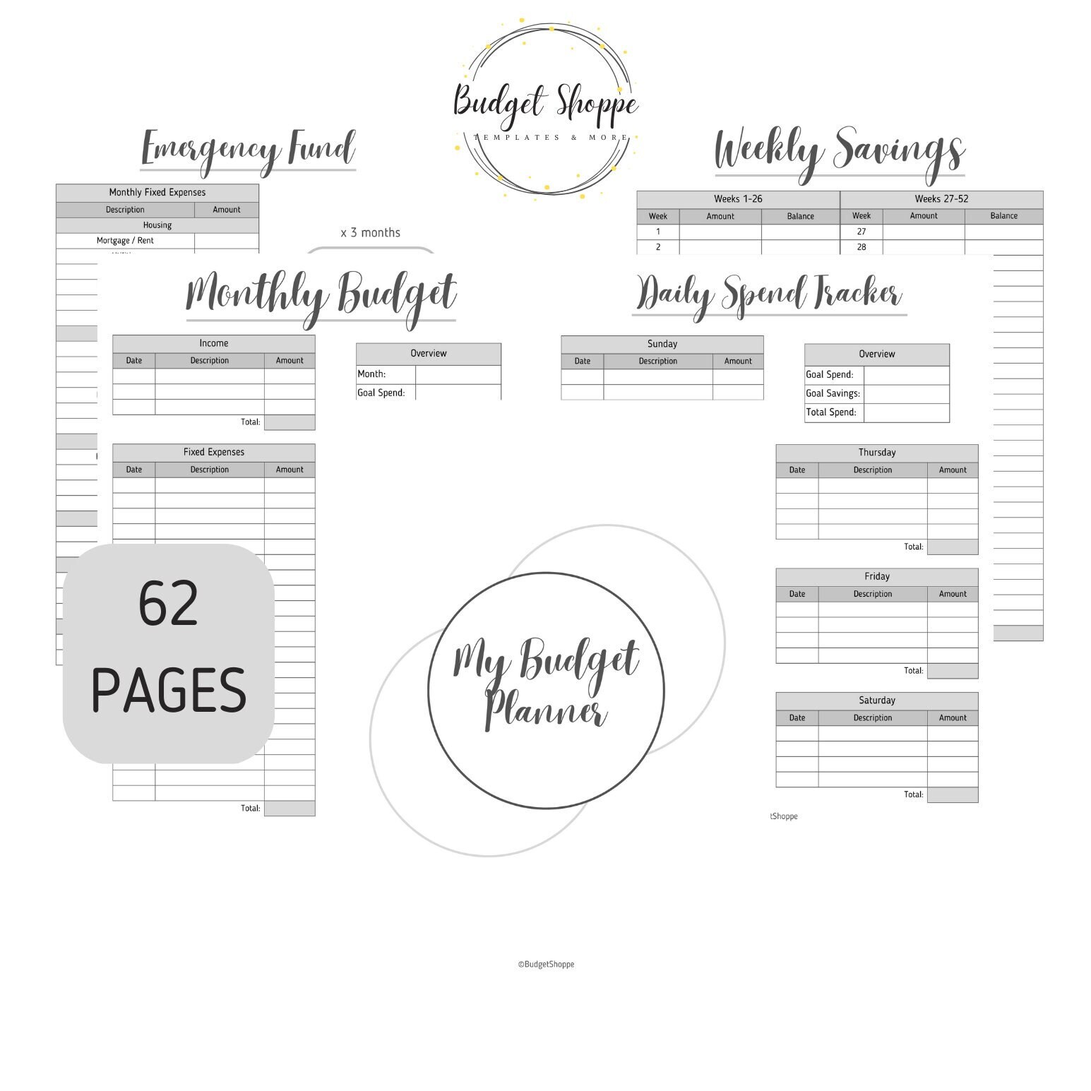 Printable Budget Planner PDF Savings Tracker Debt Tracker Investment ...