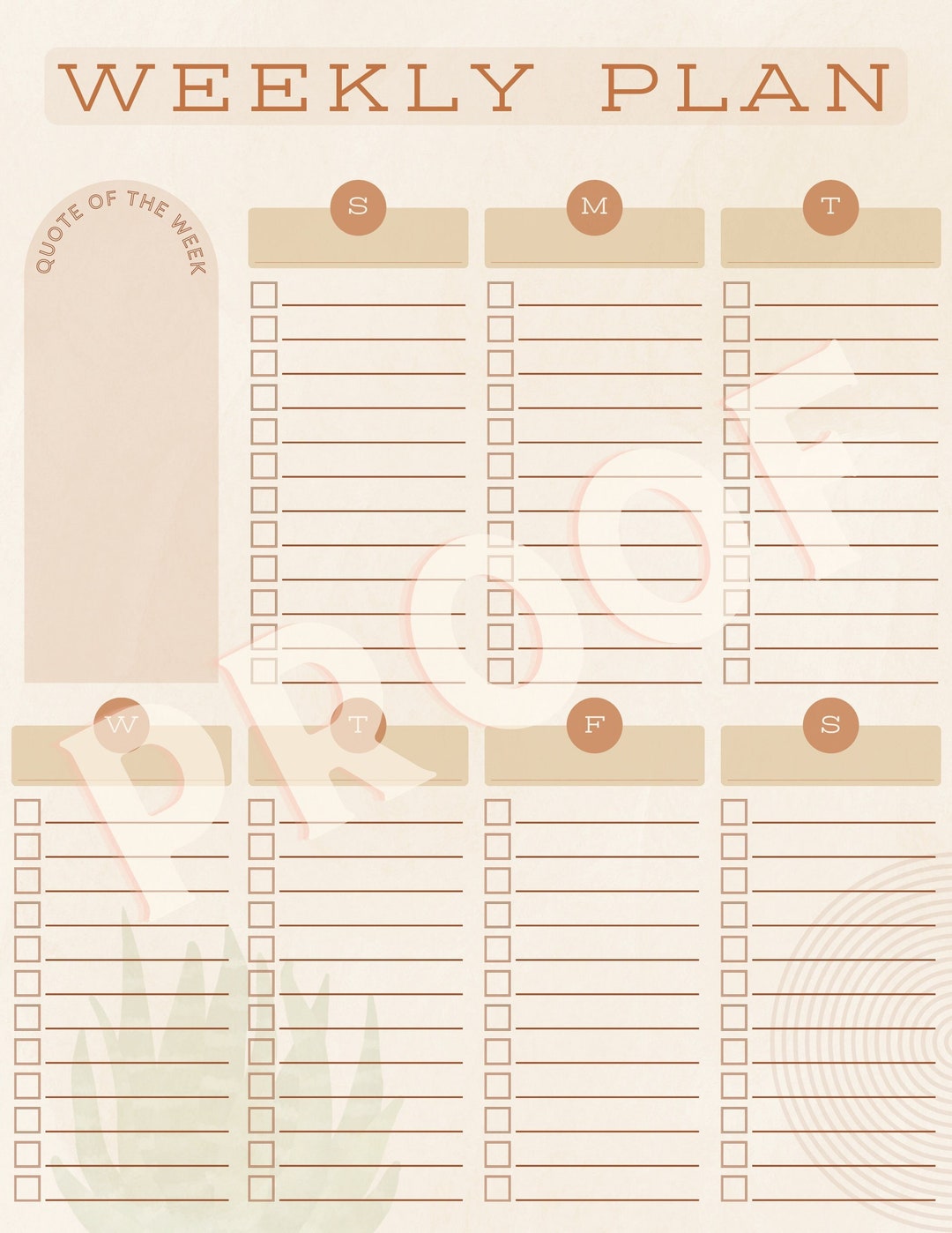 Simple Weekly Plan Checklist - Etsy