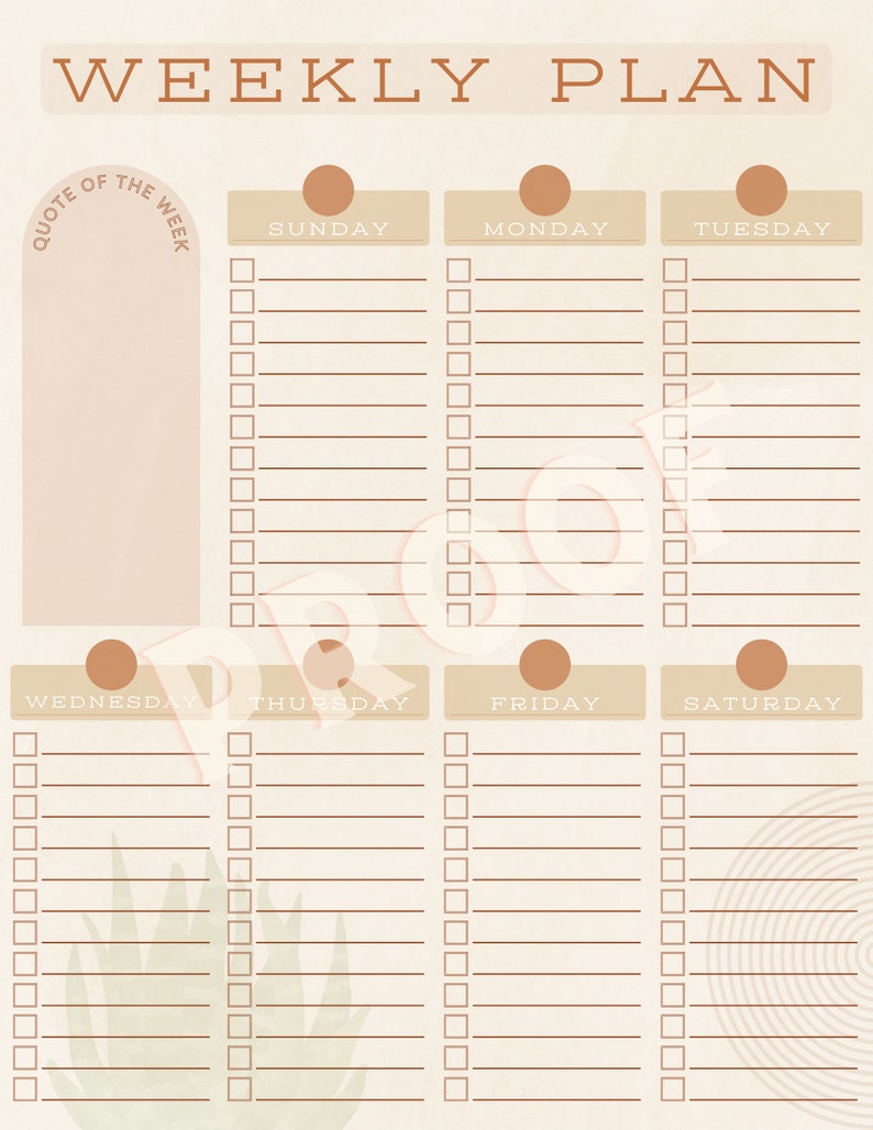 Simple Weekly Plan Checklist - Etsy