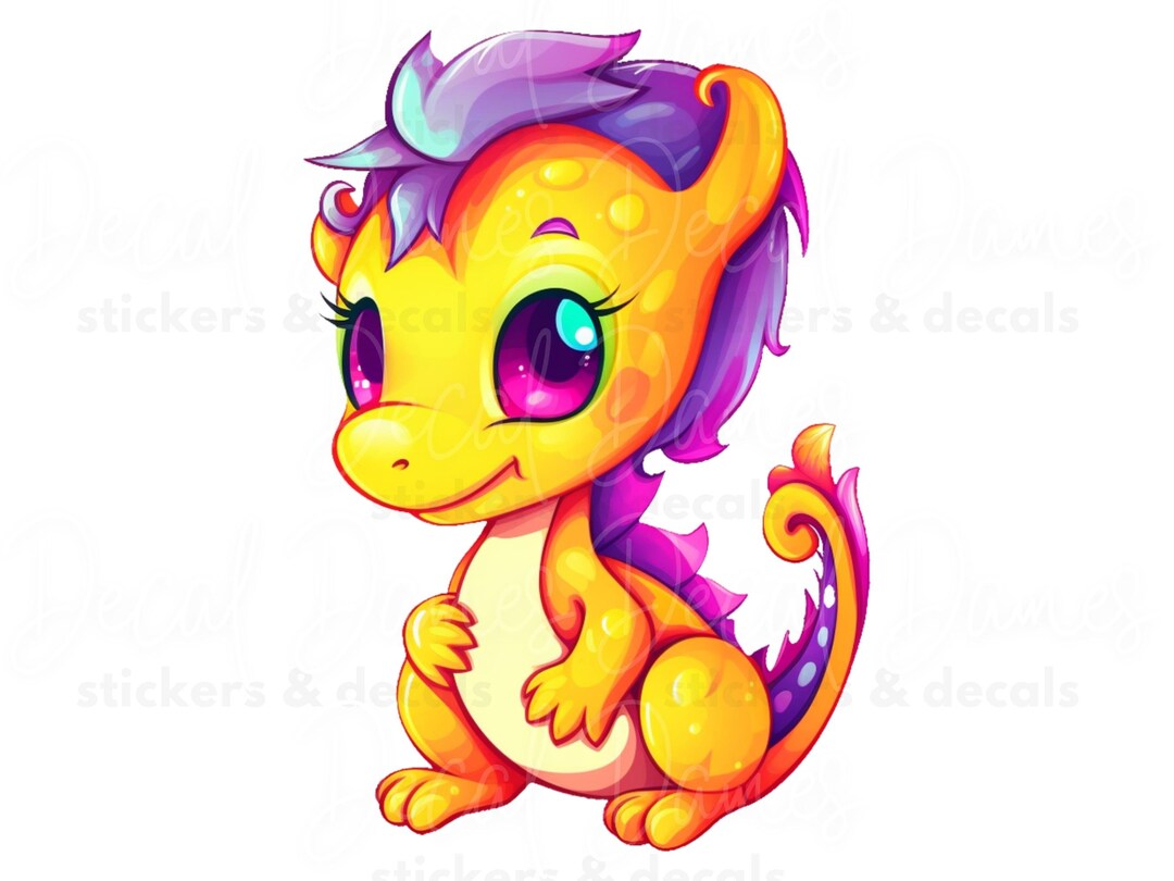 Cute Dragon, Vinyl Sticker, Large Sticker, Small Sticker, Cute Dragon ...