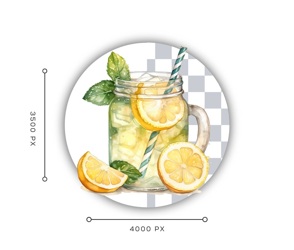 Watercolor Lemon Clipart | Digital PNG Lemonade & Citrus Fruit Graphics ...