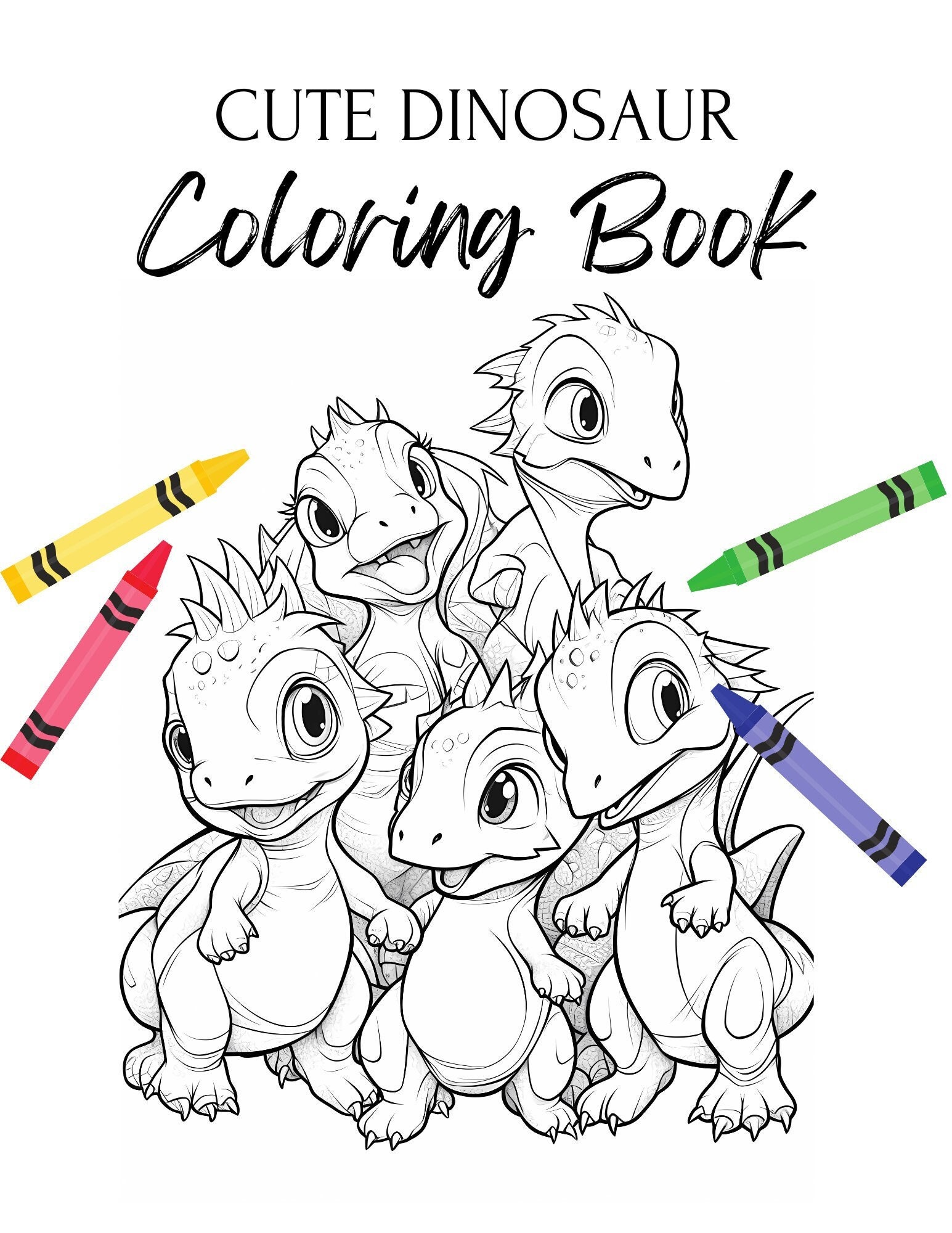 Cute Baby Dinosaur Adventure: Relaxing Coloring Pages for Kids and ...