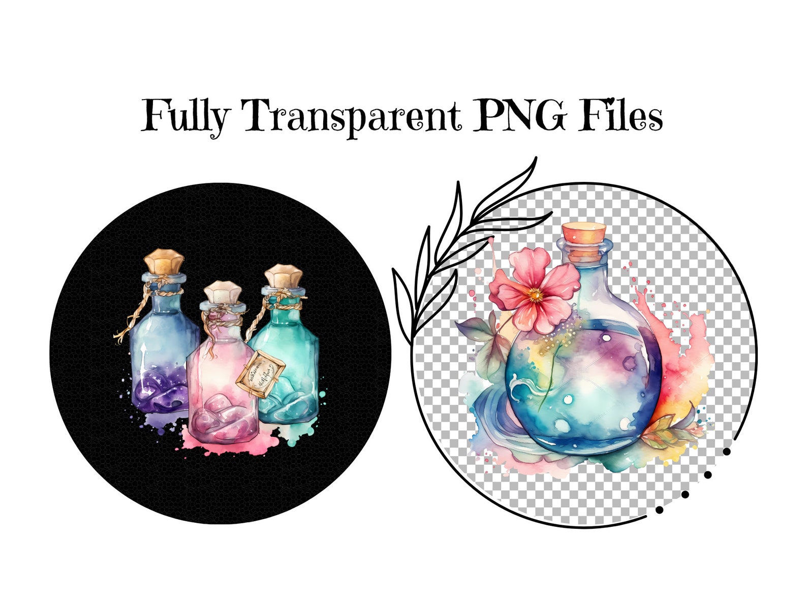 Enchanted Magic Potion Clipart - Dreamy Pastel Watercolor, Rainbow ...