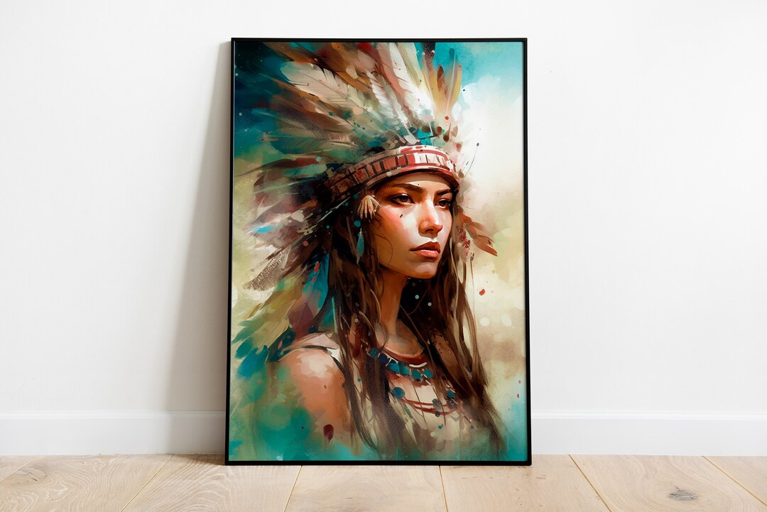 Native American Woman Watercolor Wall Art, Instant Digital Download ...