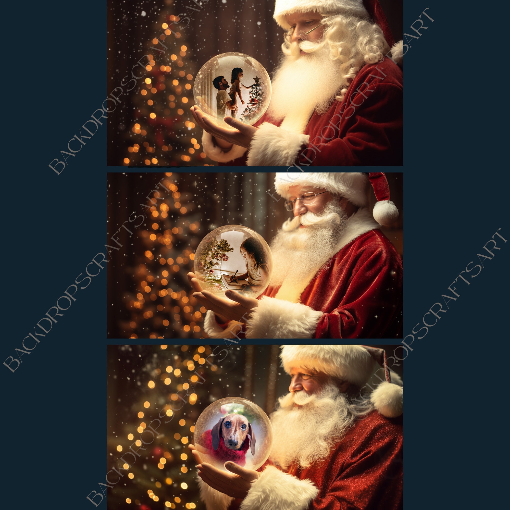 3 Christmas Santa Digital Backdrop, Christmas Digital Background ...