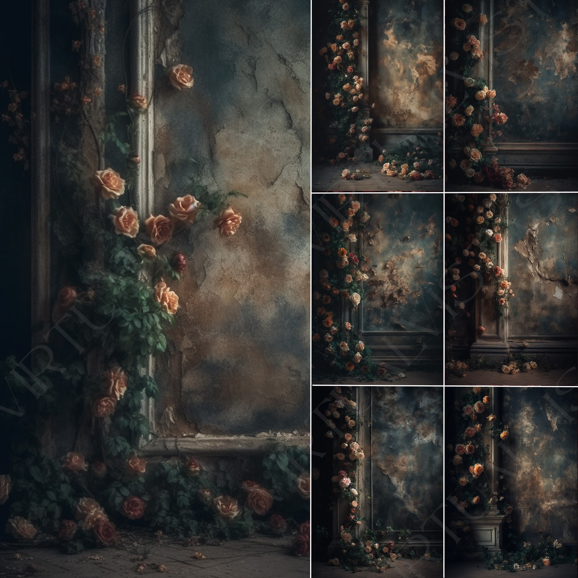 25 Moody Floral Texture Backdrop Overlays, Maternity Backdrop Overlays ...