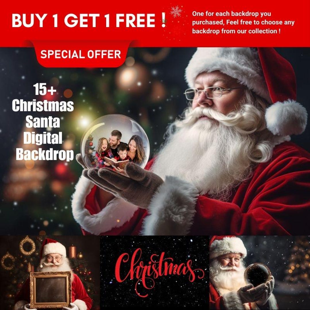 15+ Christmas Santa Digital Backdrop, Christmas Digital Background ...
