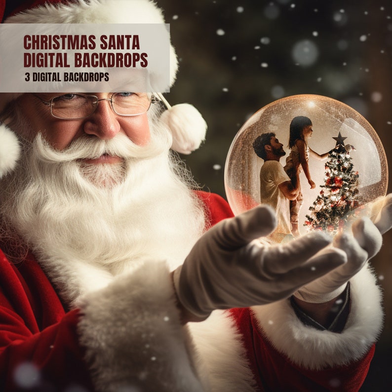 3 Christmas Santa Digital Backdrop, Christmas Digital Background ...