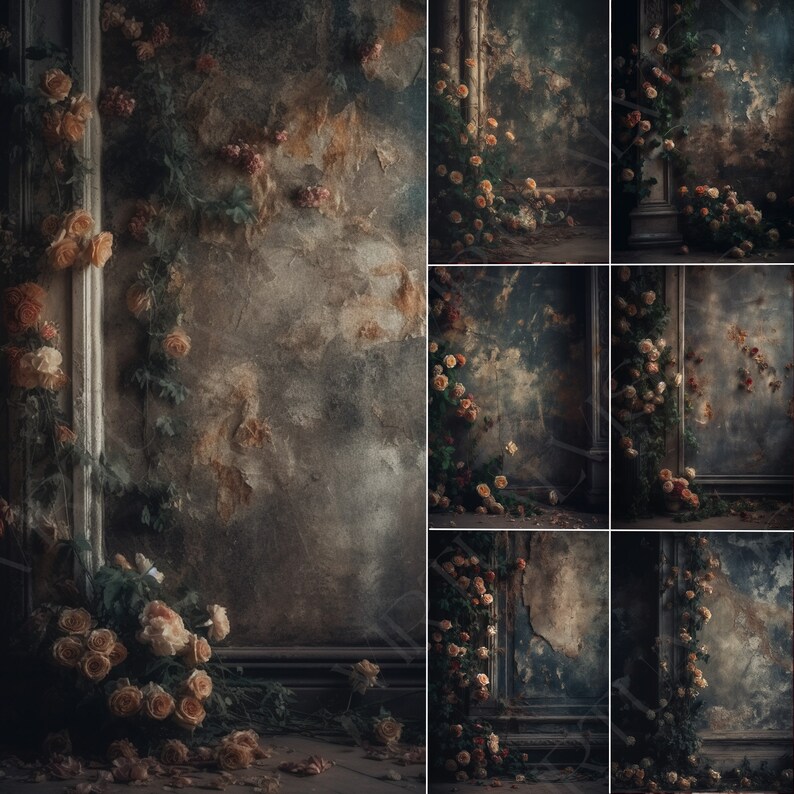 25 Moody Floral Texture Backdrop Overlays, Maternity Backdrop Overlays ...