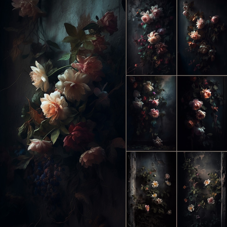25 Moody Floral Texture Backdrop Overlays, Maternity Backdrop Overlays ...