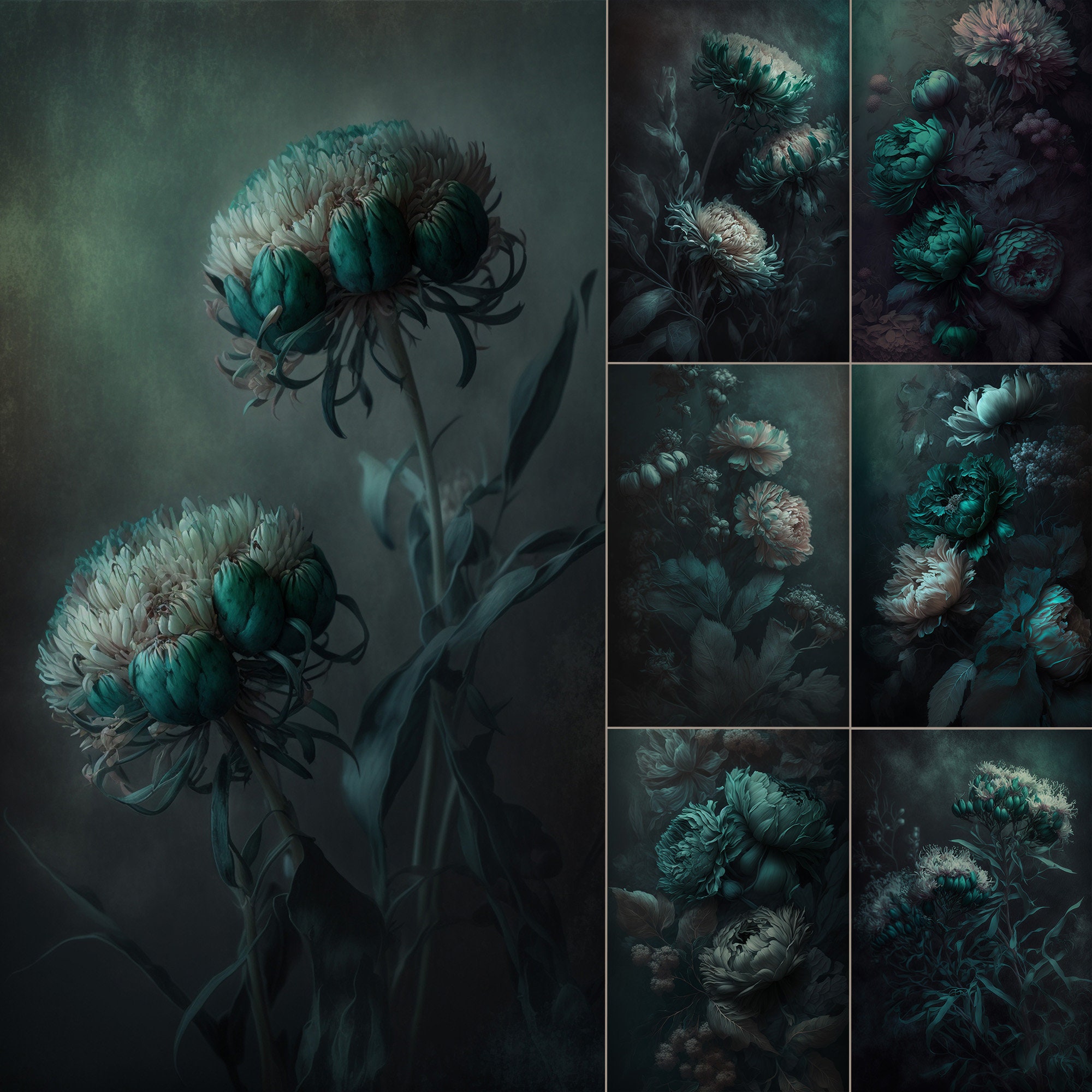 22 Moody Floral Fine Art Textures, Flower Background, Photoshop ...