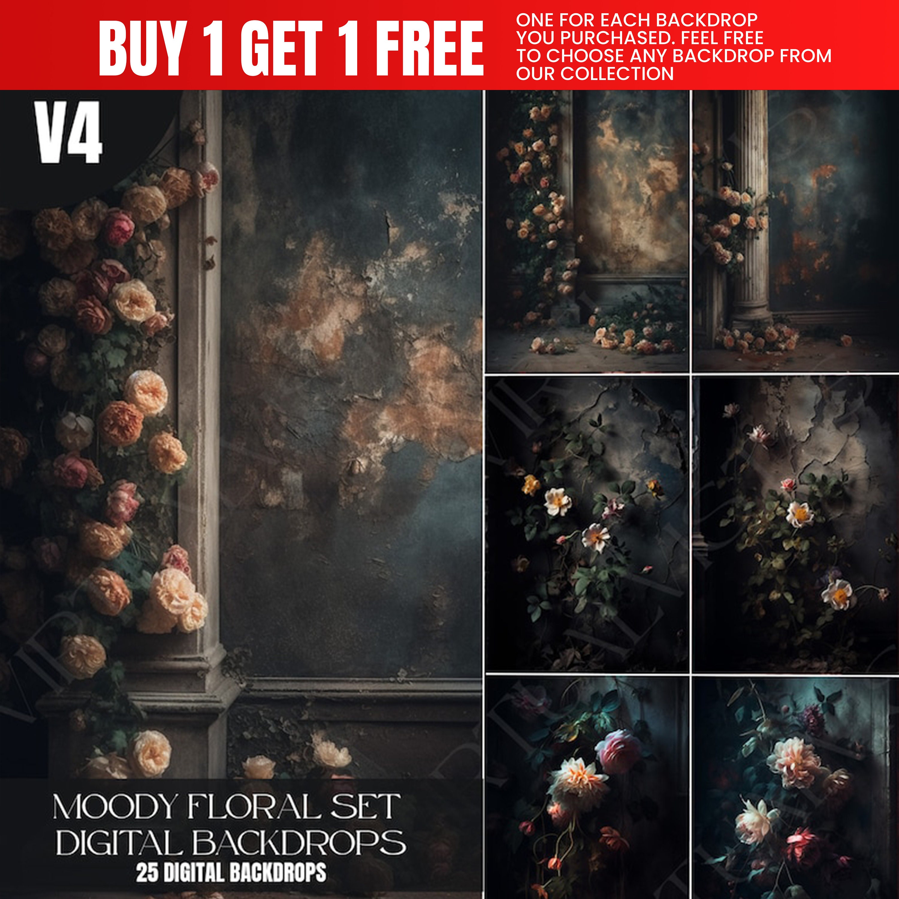 25 Moody Floral Texture Backdrop Overlays, Maternity Backdrop Overlays ...