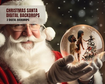 3 Christmas Santa Digital Backdrop, Christmas Digital Background ...