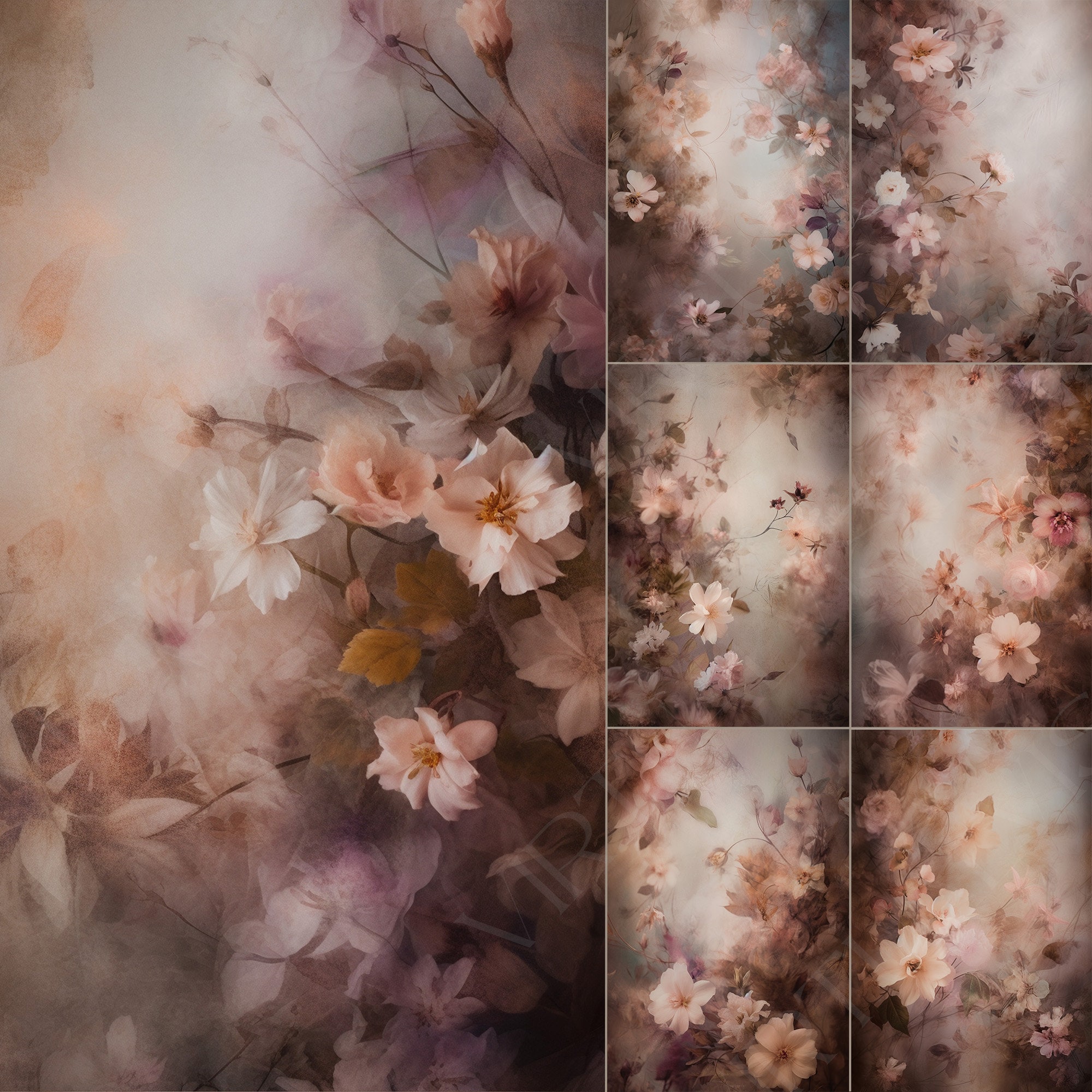 16 Faded Floral Digital Backdrops Soft Pink, Maternity Backdrop ...