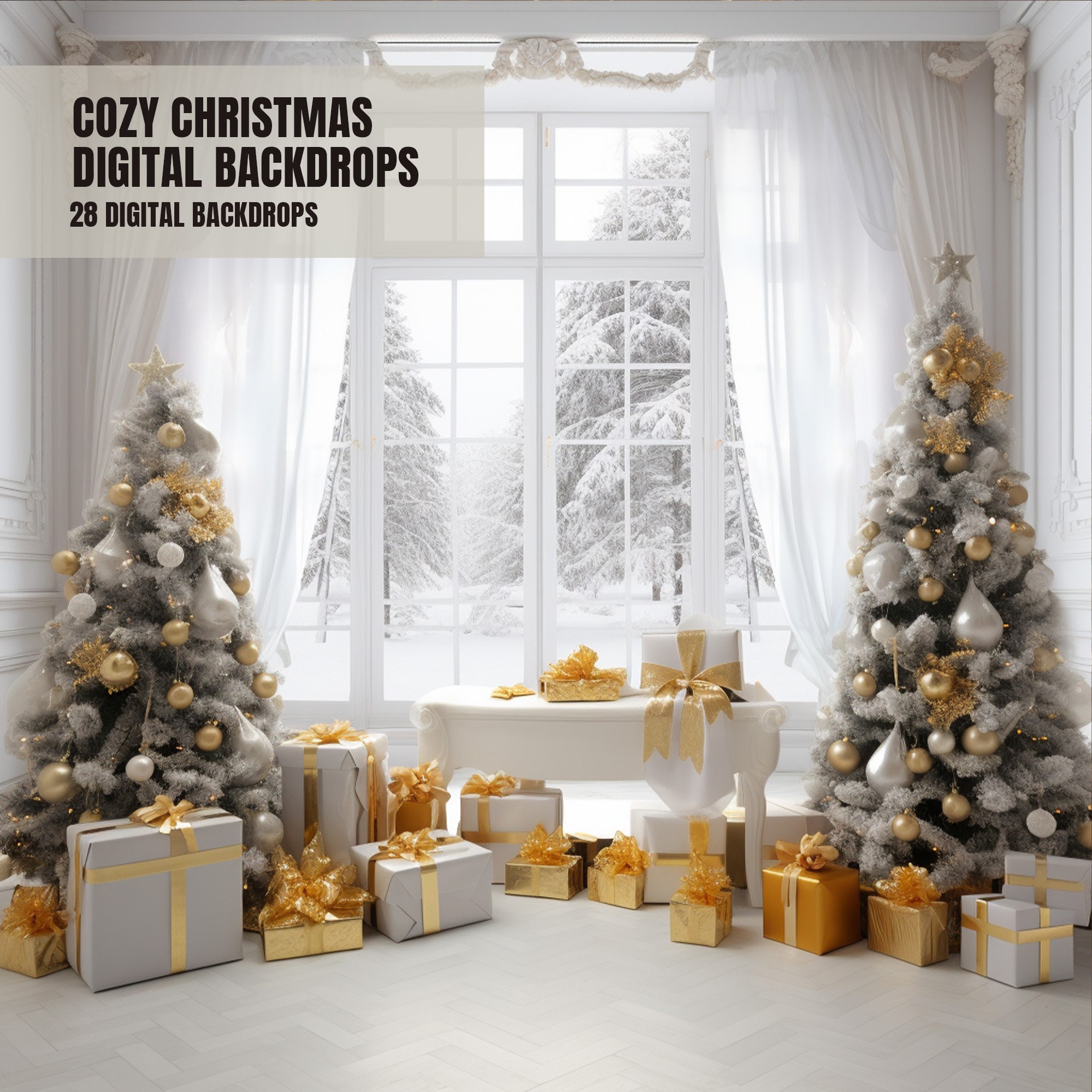 28 Cozy Christmas Digital Backdrop, Christmas Digital Background for ...