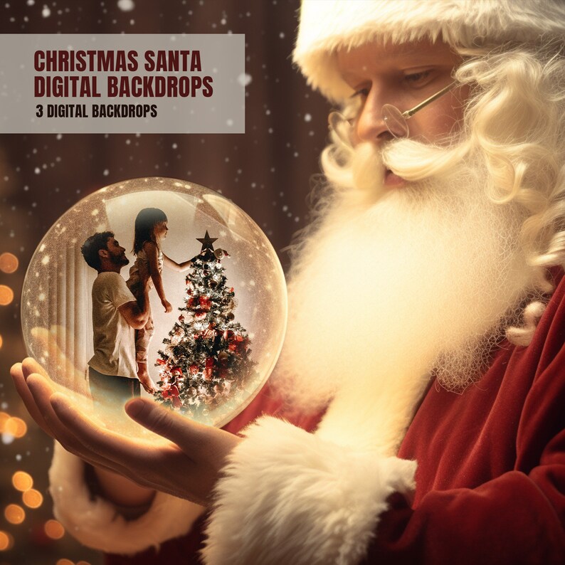 3 Christmas Santa Digital Backdrop Christmas Digital - Etsy