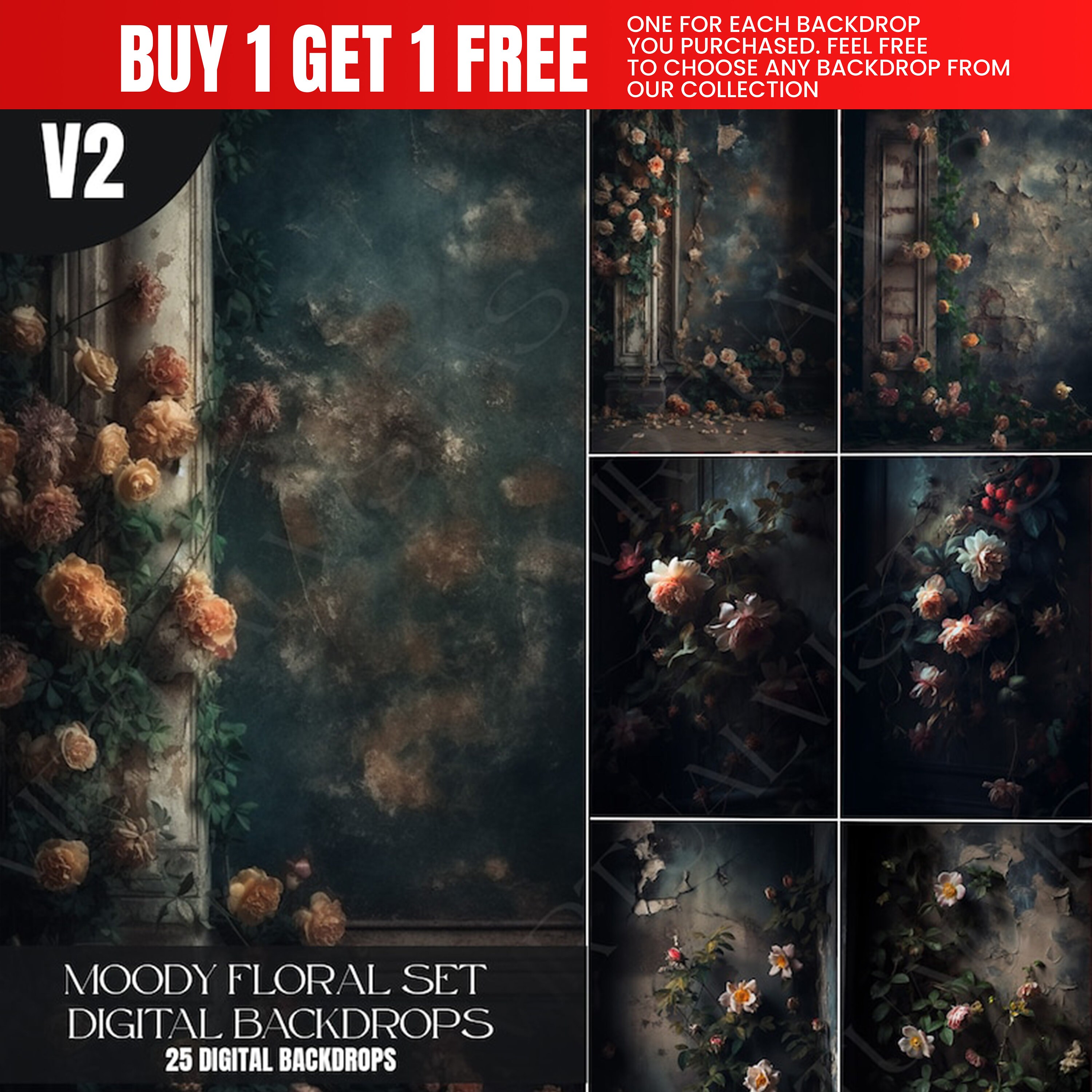 25 Moody Floral Texture Backdrop Overlays, Maternity Backdrop Overlays ...