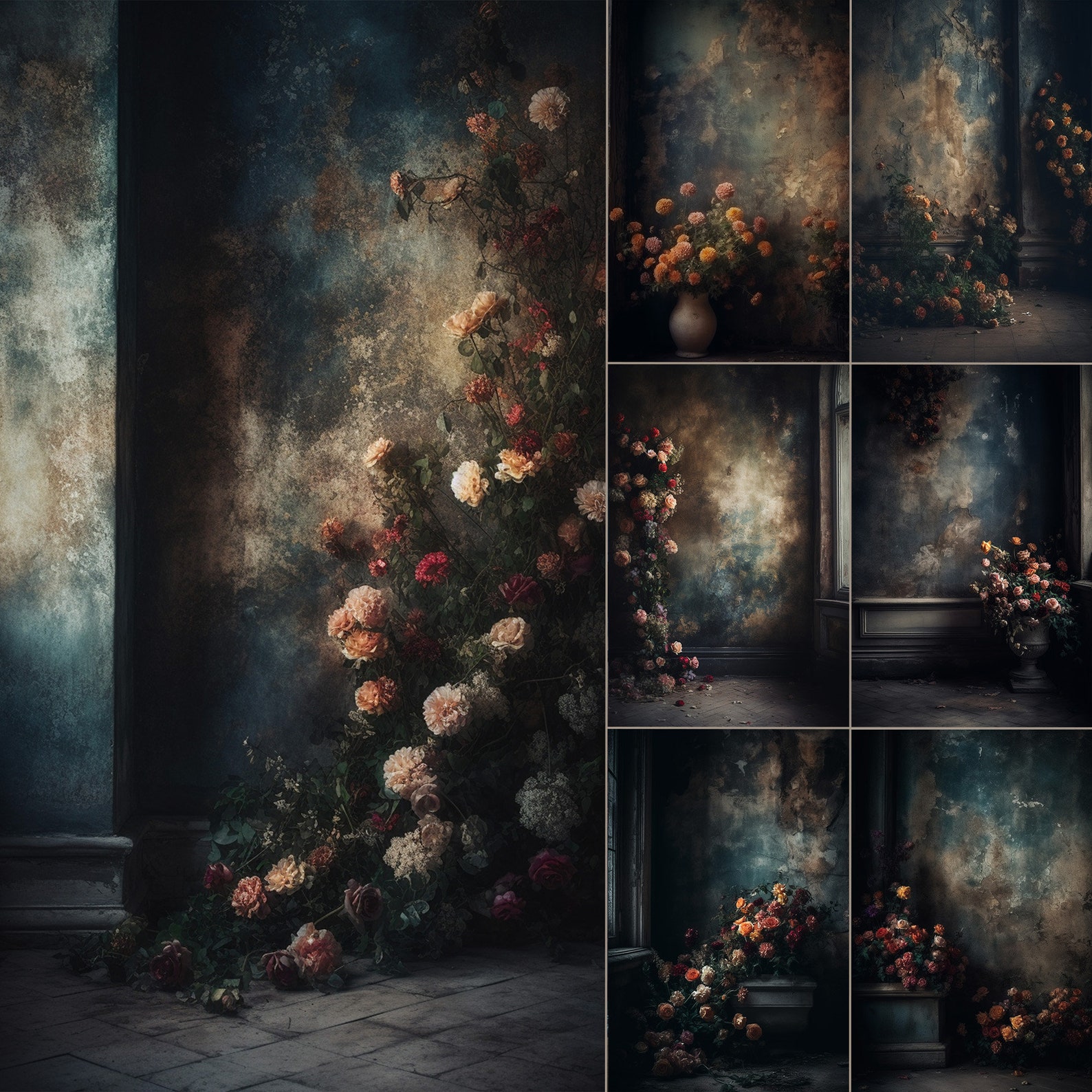 25 Moody Floral Texture Backdrop Overlays, Maternity Backdrop Overlays ...