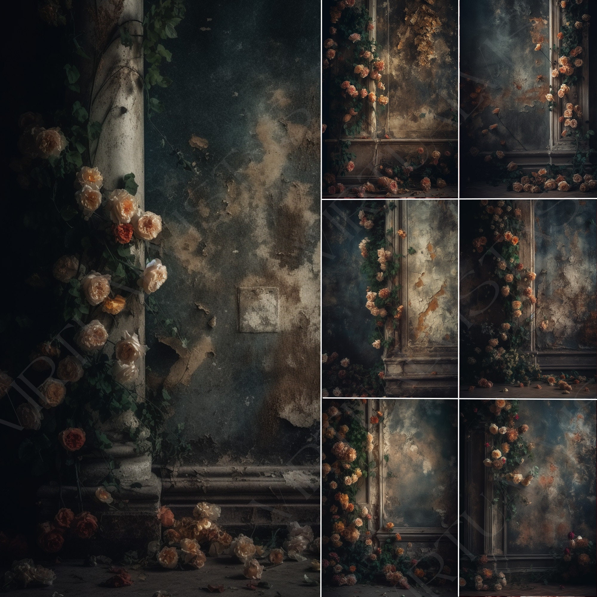 25 Moody Floral Texture Backdrop Overlays, Maternity Backdrop Overlays ...