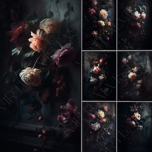 25 Moody Floral Texture Backdrop Overlays, Maternity Backdrop Overlays ...