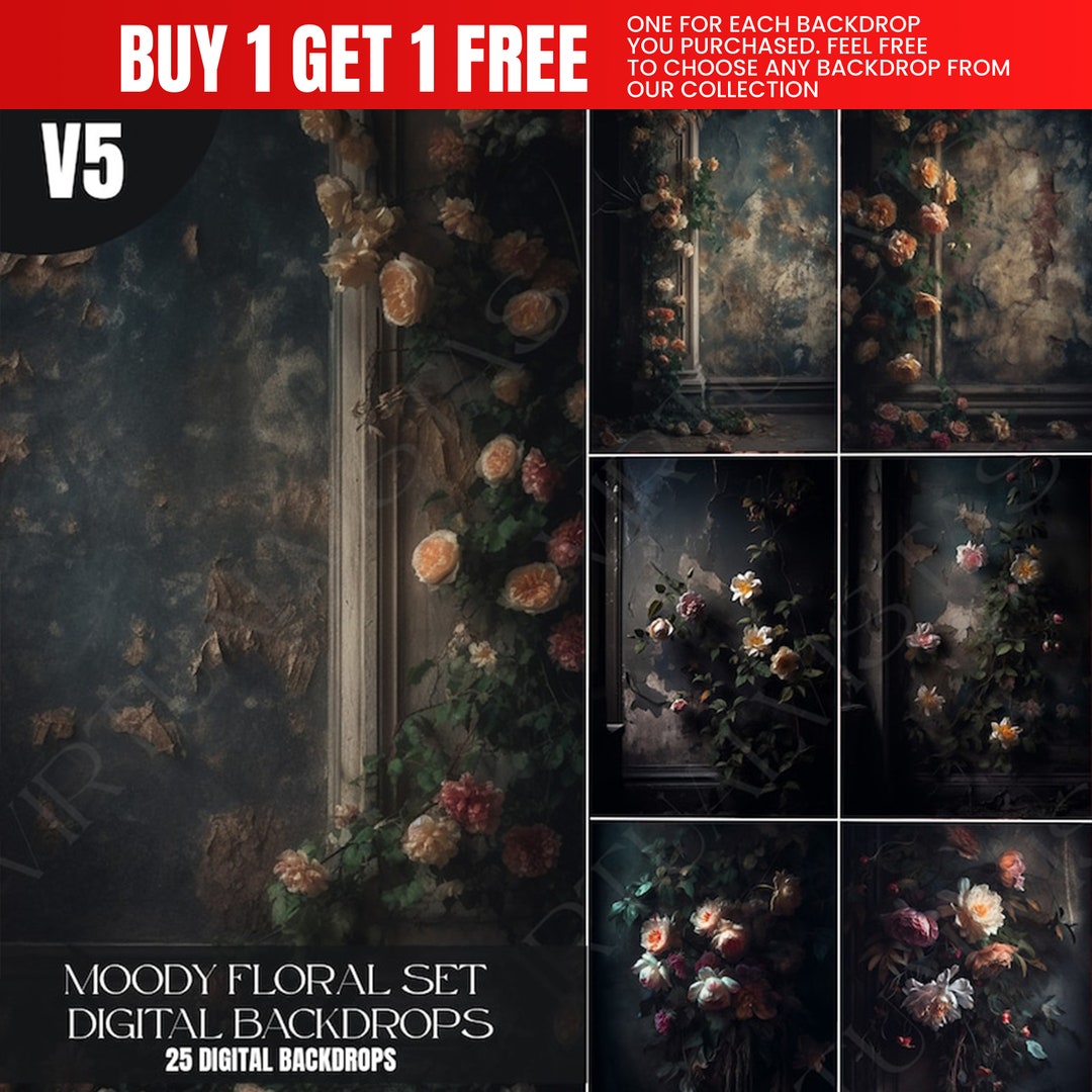 25 Moody Floral Texture Backdrop Overlays, Maternity Backdrop Overlays ...