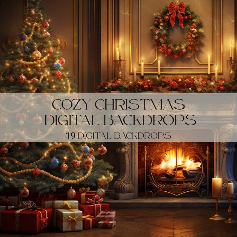 19 Cozy Christmas Digital Backdrop, Christmas Digital Background for ...