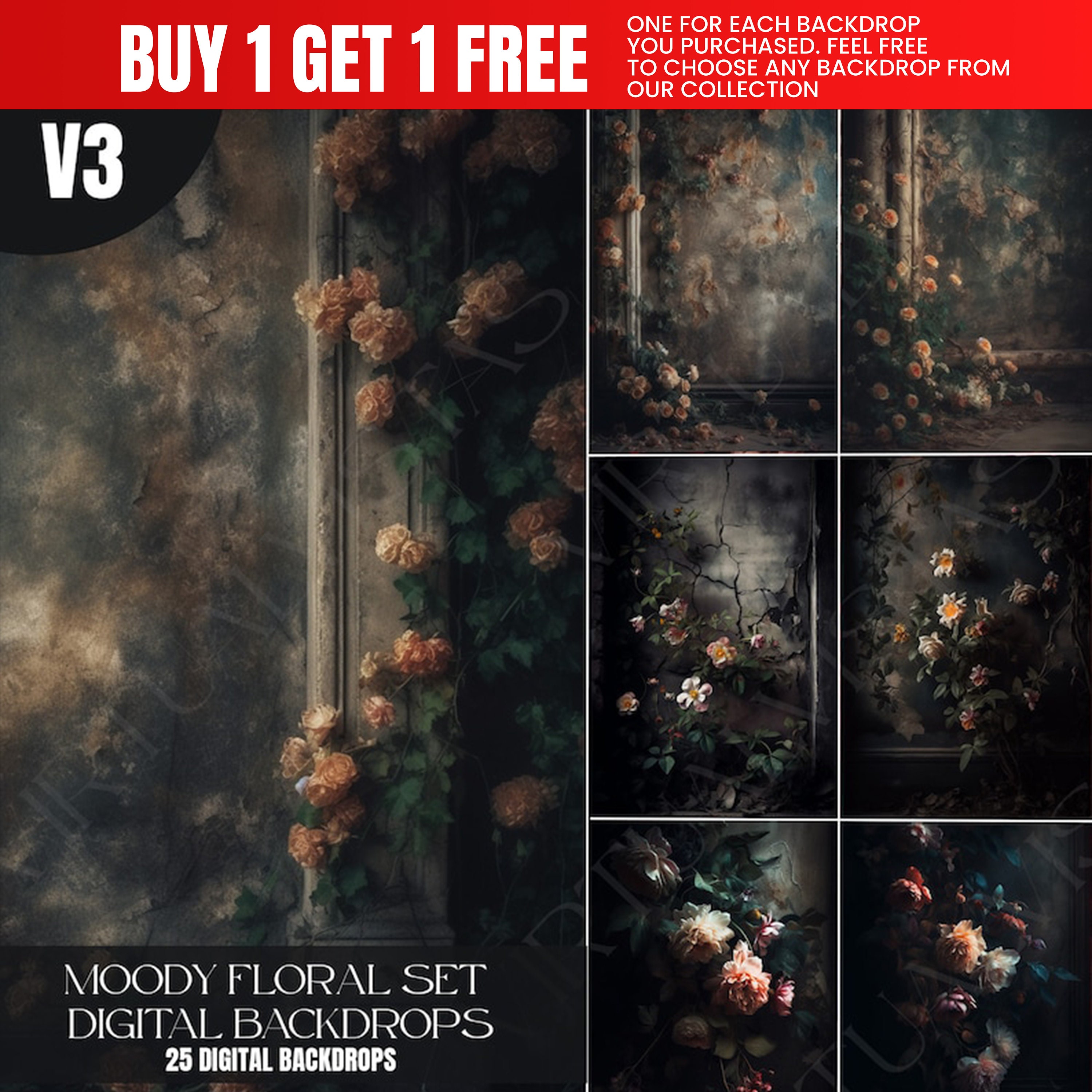 25 Moody Floral Texture Backdrop Overlays, Maternity Backdrop Overlays ...
