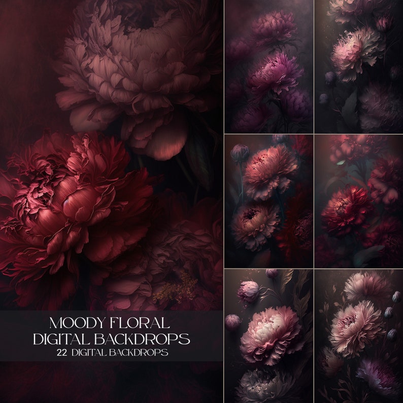 22 Moody Floral Fine Art Textures, Flower Background, Photoshop ...